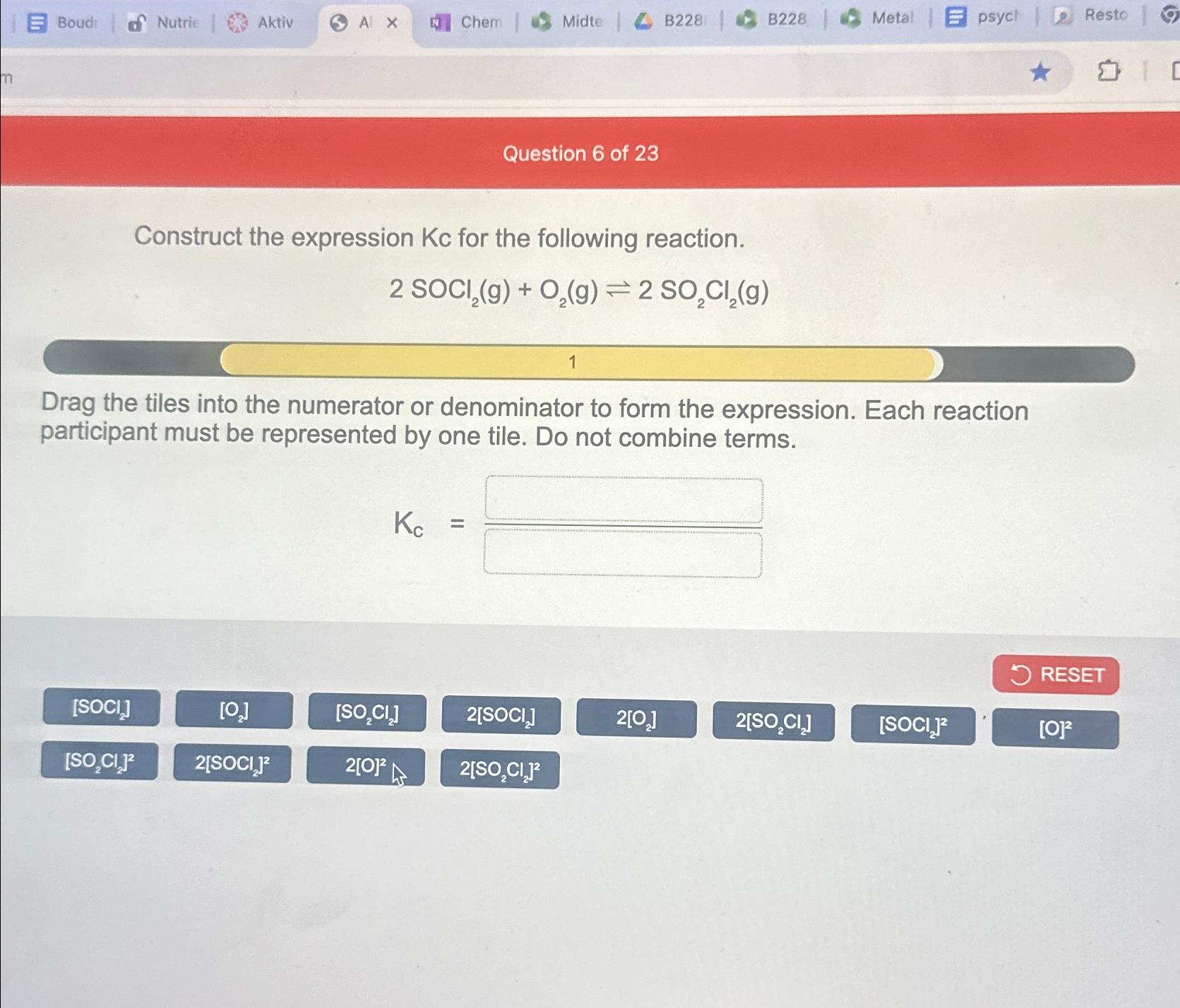 Solved Question 6 ﻿of 23Construct the expression Kc ﻿for the | Chegg.com
