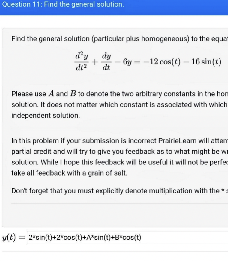 Solved Find the general solution (particular plus | Chegg.com