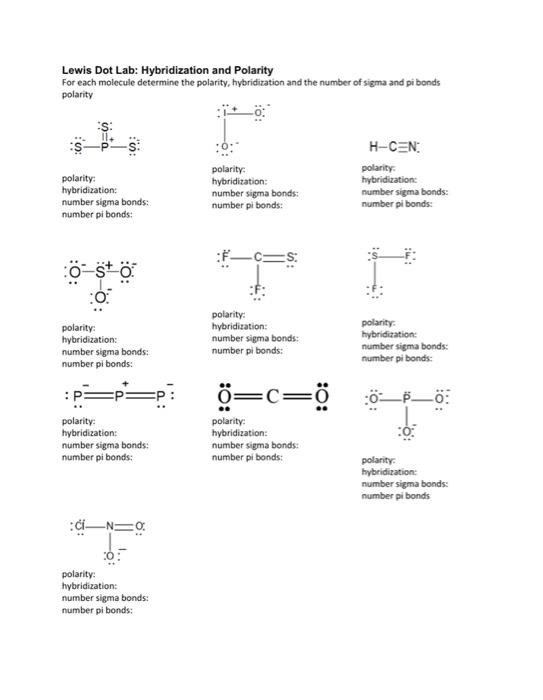 Solved Lewis Dot Lab: Hybridization and Polarity For each | Chegg.com