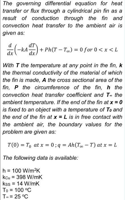 The governing differential equation for heat transfer | Chegg.com