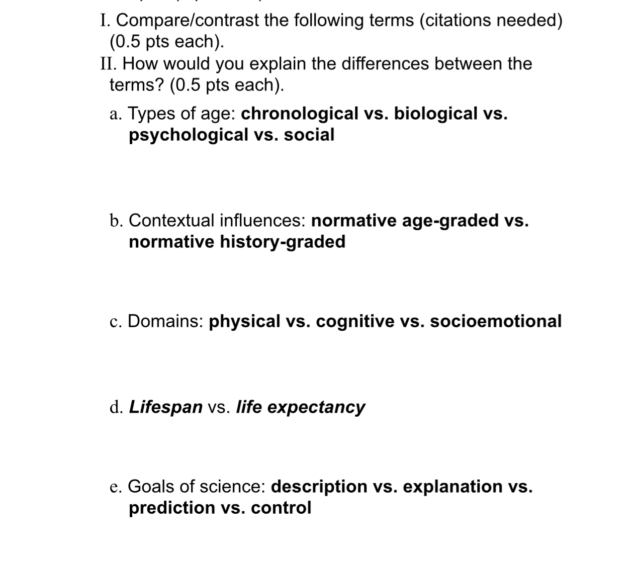 Solved I. Compare/contrast the following terms (citations | Chegg.com