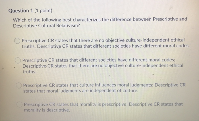 Solved Question 1 (1 point) Which of the following best | Chegg.com