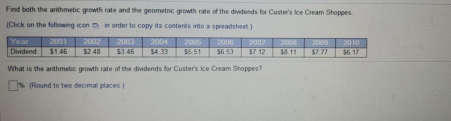 Solved Find both the arithmetic growth rate and the | Chegg.com