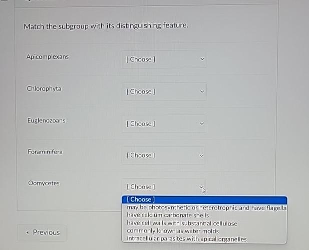 Solved Match the subgroup with its distinguishing | Chegg.com