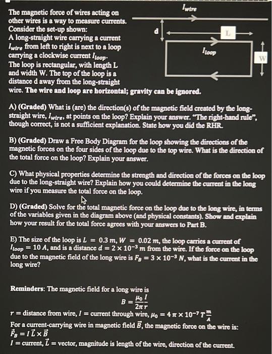 Solved The magnetic force of wires acting on other wires is | Chegg.com