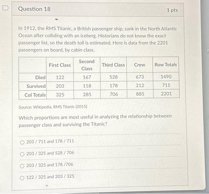 Solved In 1912, the RMS Titanic, a British passenger ship, | Chegg.com
