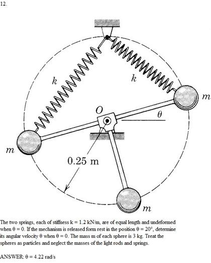 Solved The two springs, each of stiffness k = 1.2 kN/m, | Chegg.com