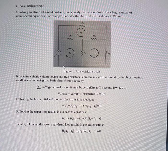 Solved 2-An electrical circuit In solving an electrical | Chegg.com Solved 2-An electrical circuit In solving an electrical | Chegg.com
