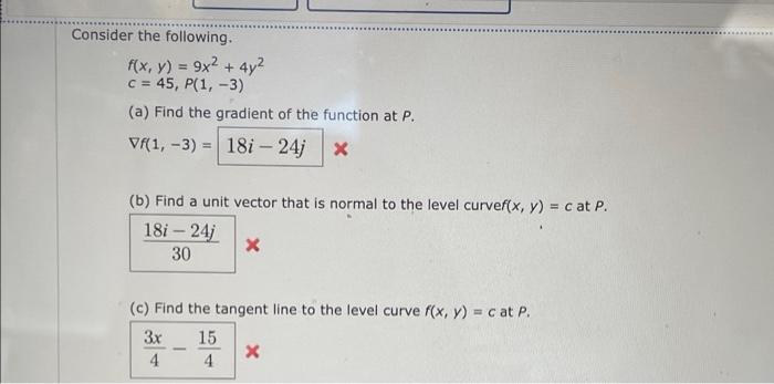 Solved Consider The Following F X Y 9x² 4y C 45