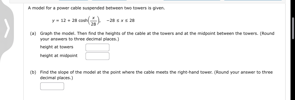 Solved A model for a power cable suspended between two | Chegg.com
