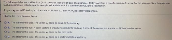 Solved The following statement is either true (in all cases) | Chegg.com