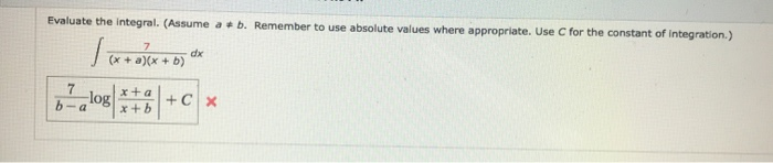 Solved Evaluate the integral. (Assume a b. Remember to use | Chegg.com