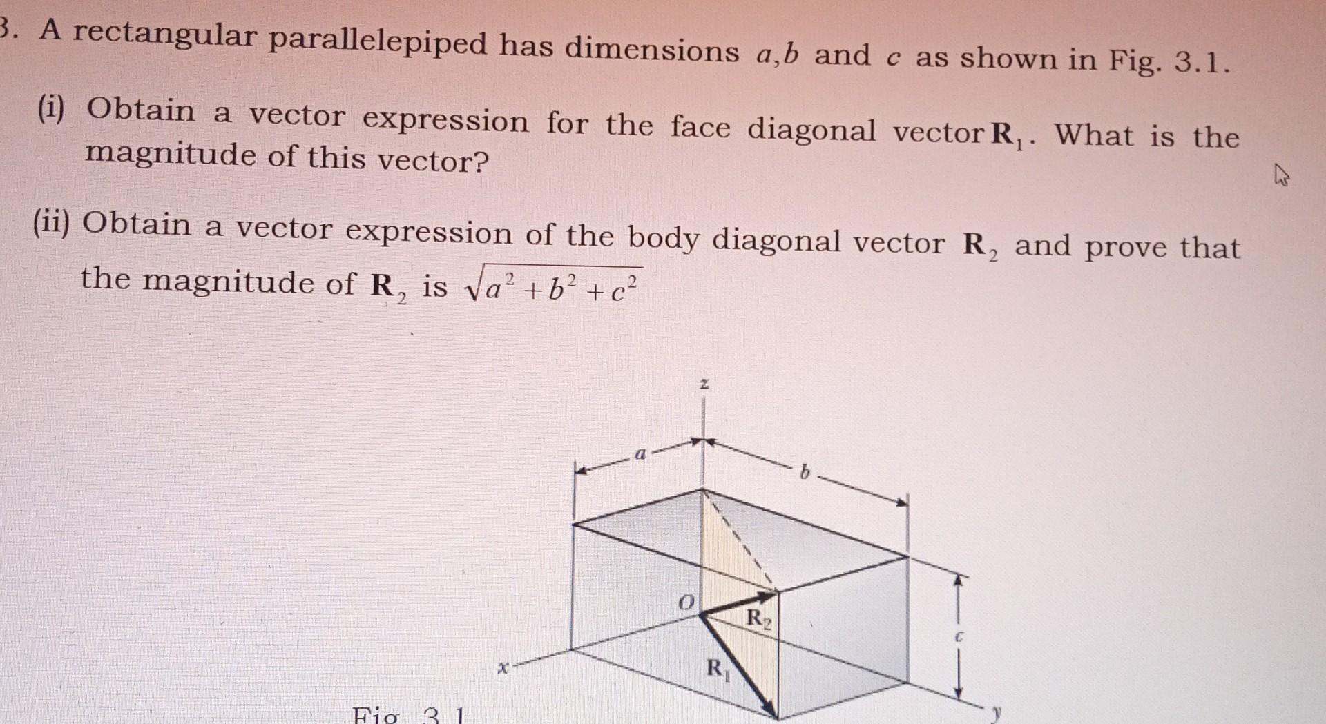 Solved 3. A rectangular parallelepiped has dimensions a,b | Chegg.com