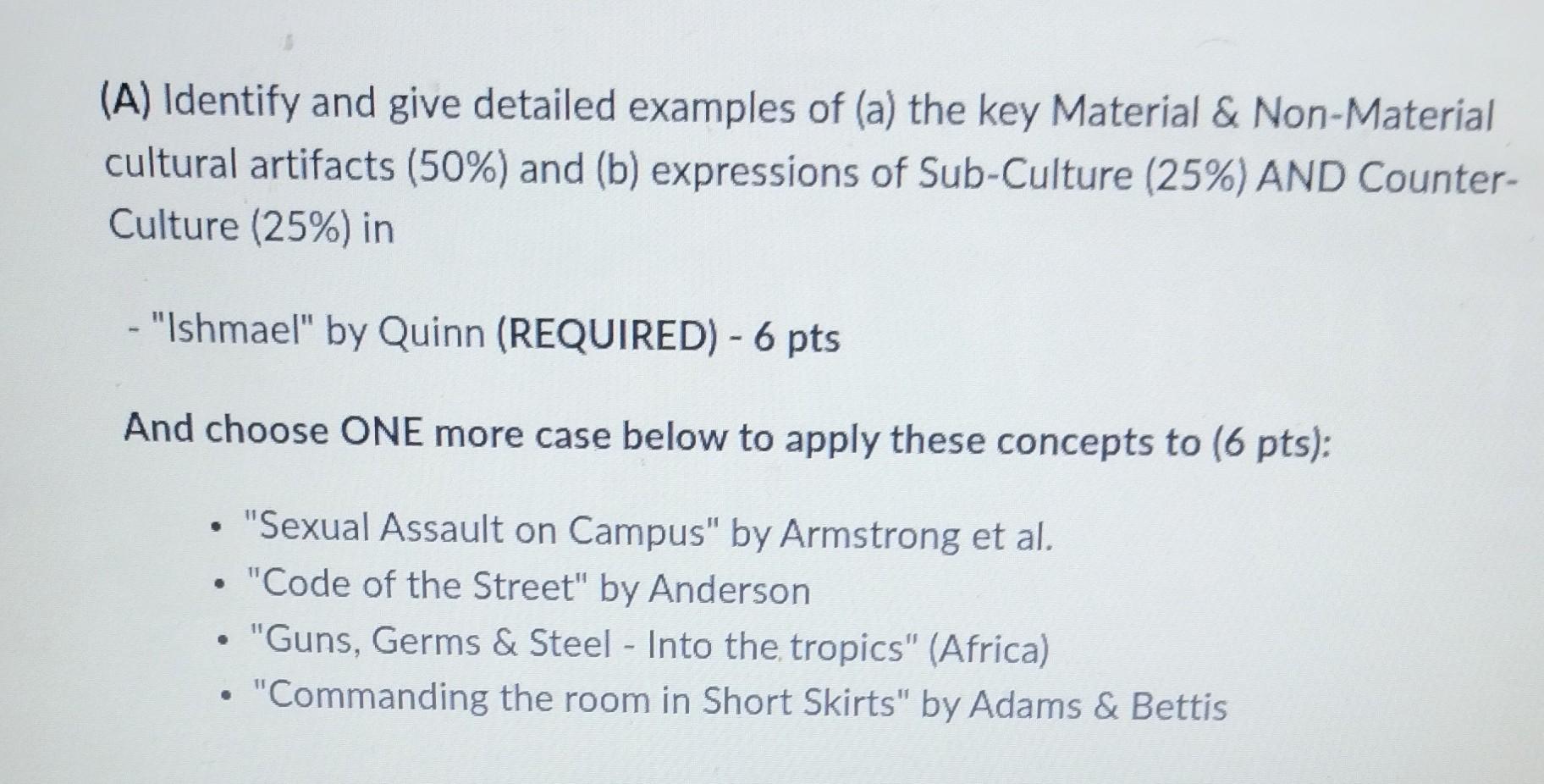 (A) Identify and give detailed examples of (a) the | Chegg.com