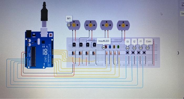 Solved develop the code in Tinkercad for the given | Chegg.com
