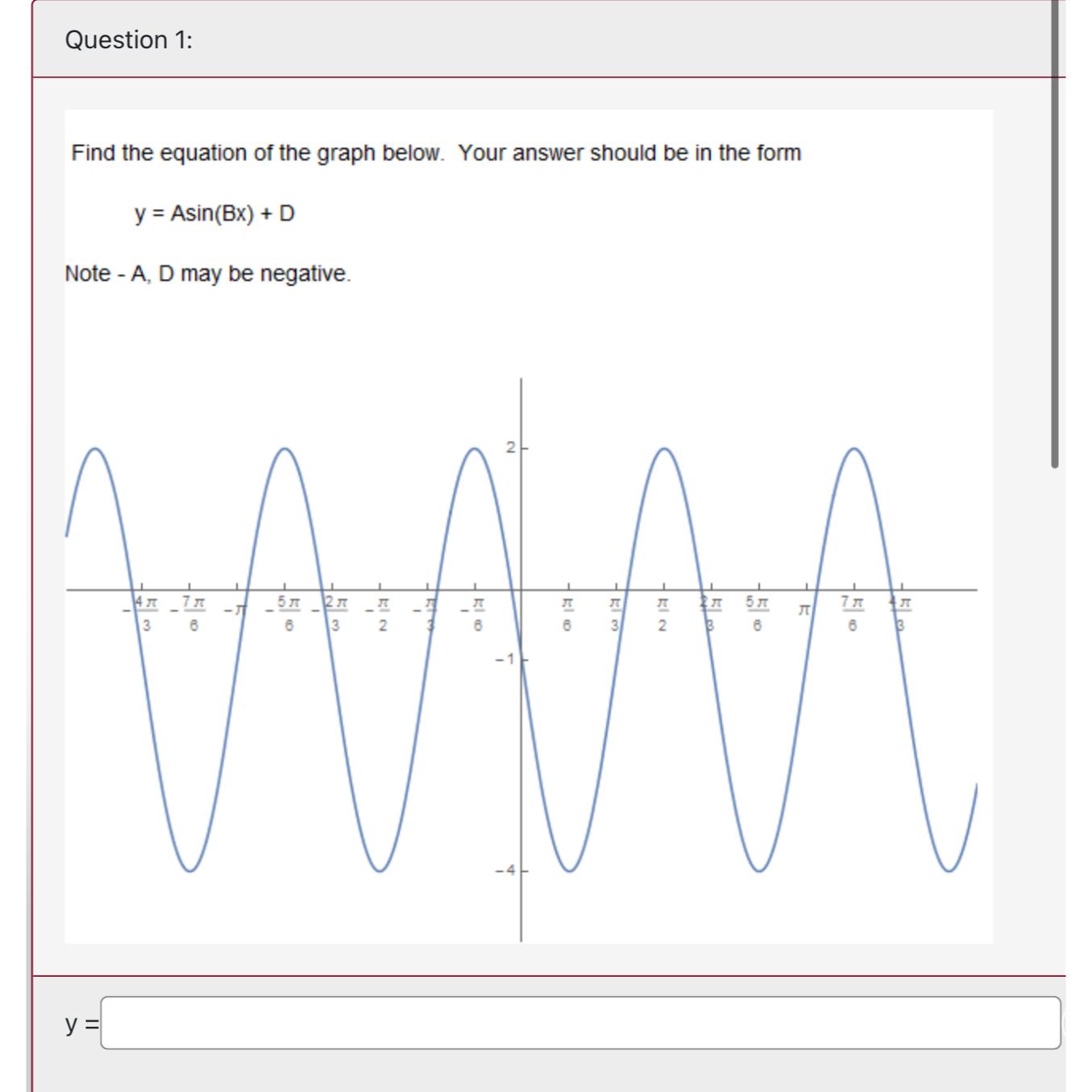 Solved Question 1:Find the equation of the graph below. Your | Chegg.com