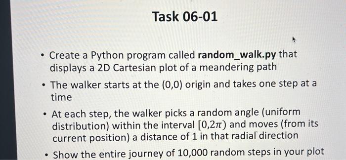 Solved - Create a Python program called random_walk.py that | Chegg.com