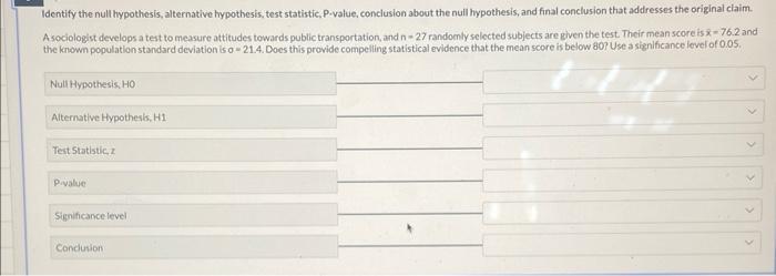Solved Identify the nult hypothesis, alternative hypothesis, | Chegg.com