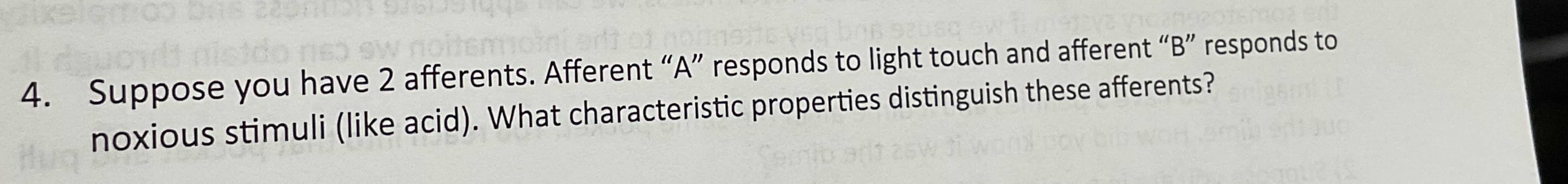 Solved Suppose you have 2 ﻿afferents. Afferent " A " | Chegg.com