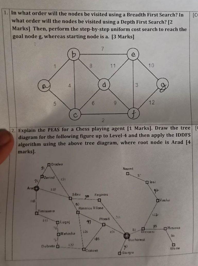 Solved 1. In what order will the nodes be visited using a | Chegg.com