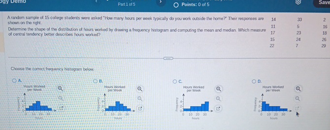 Solved Part 1 ﻿of 5Points: 0 ﻿of 5A random sample of 15 | Chegg.com