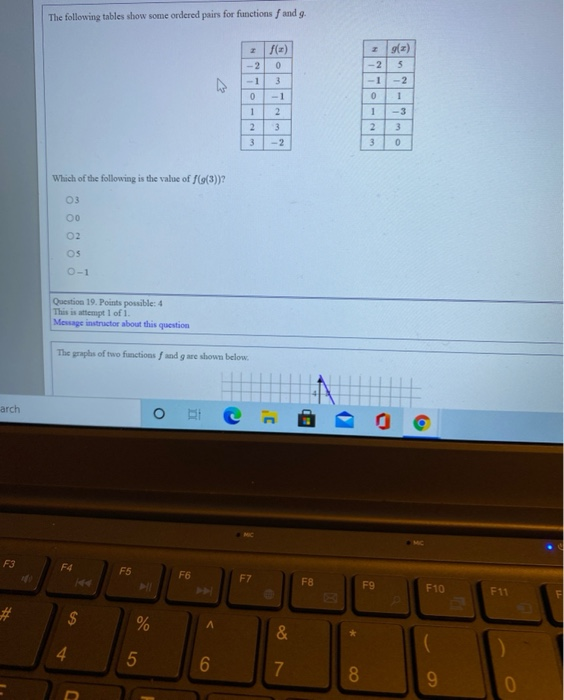 Solved The Following Tables Show Some Ordered Pairs For