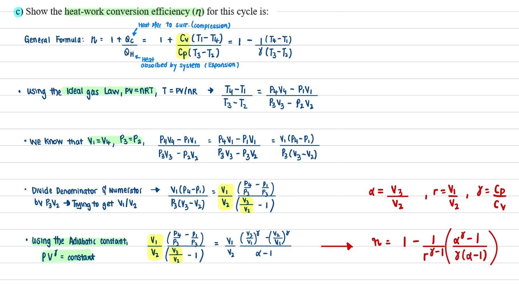 Solved Im trying to derive the expression for the efficiency | Chegg.com