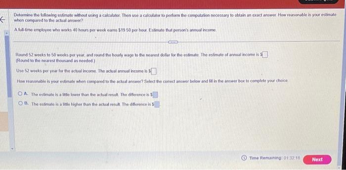 Solved Determine the following estimate without using a | Chegg.com