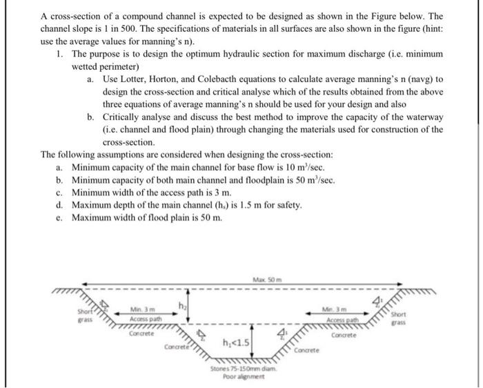 Solved A cross-section of a compound channel is expected to | Chegg.com
