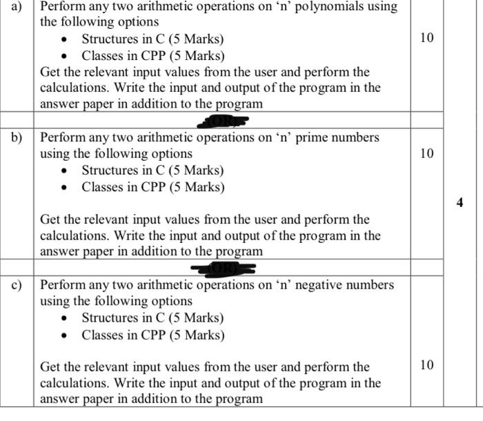 Solved a) 10 Perform any two arithmetic operations on 'n' | Chegg.com