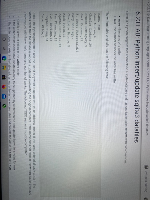 Solved -> DAT/210: Data Programming Languages home > 6.23: | Chegg.com