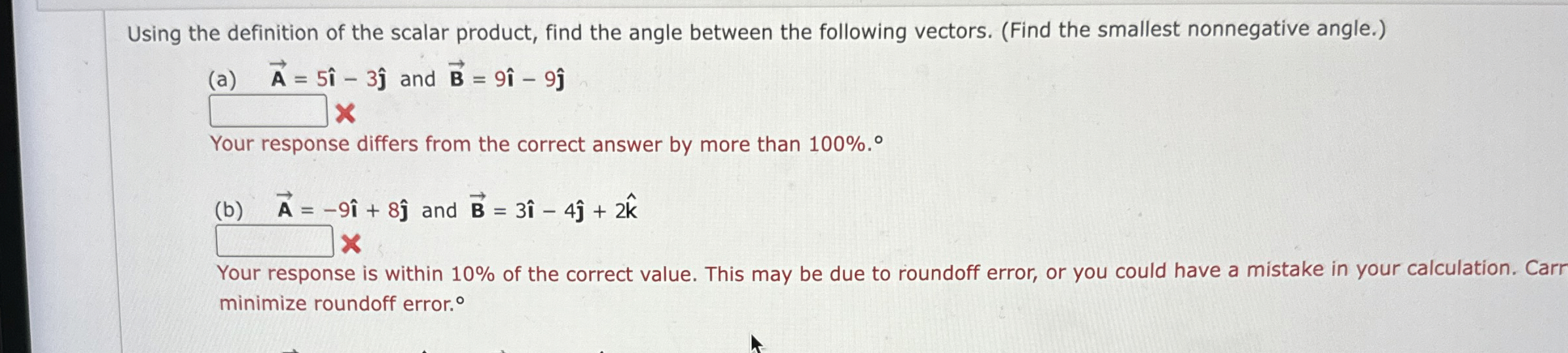 Solved Using the definition of the scalar product, find the | Chegg.com