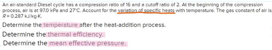 Solved An air-standard Diesel cycle has a compression ratio | Chegg.com