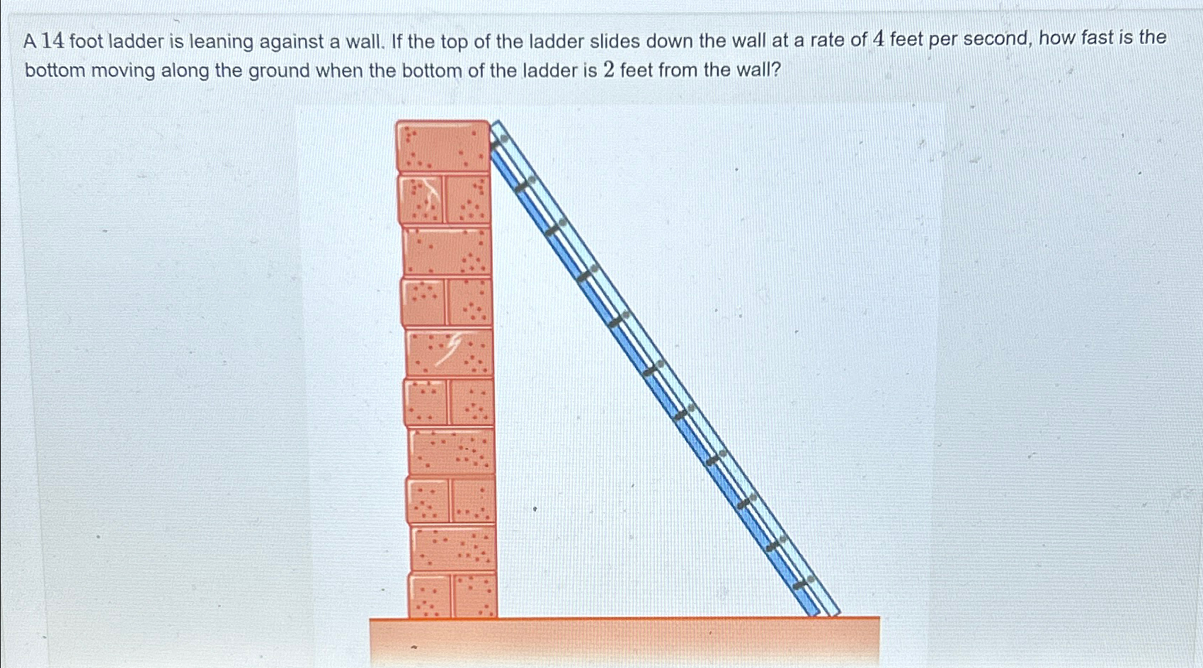 Solved A 14 ﻿foot ladder is leaning against a wall. If the | Chegg.com
