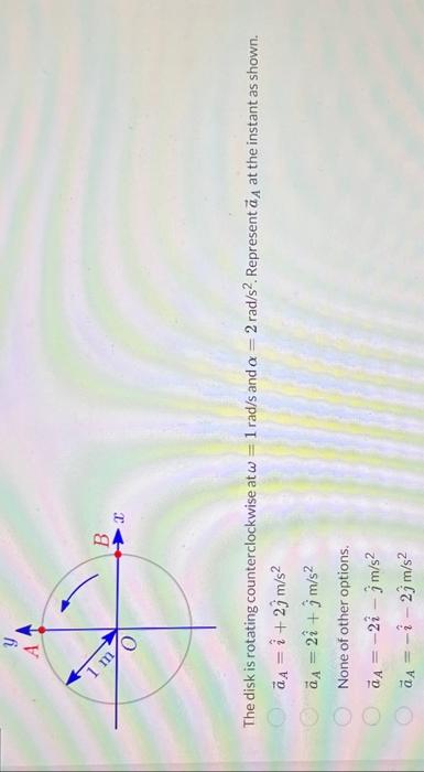 Solved The disk is rotating counterclockwise at ω=1rad/s and | Chegg.com