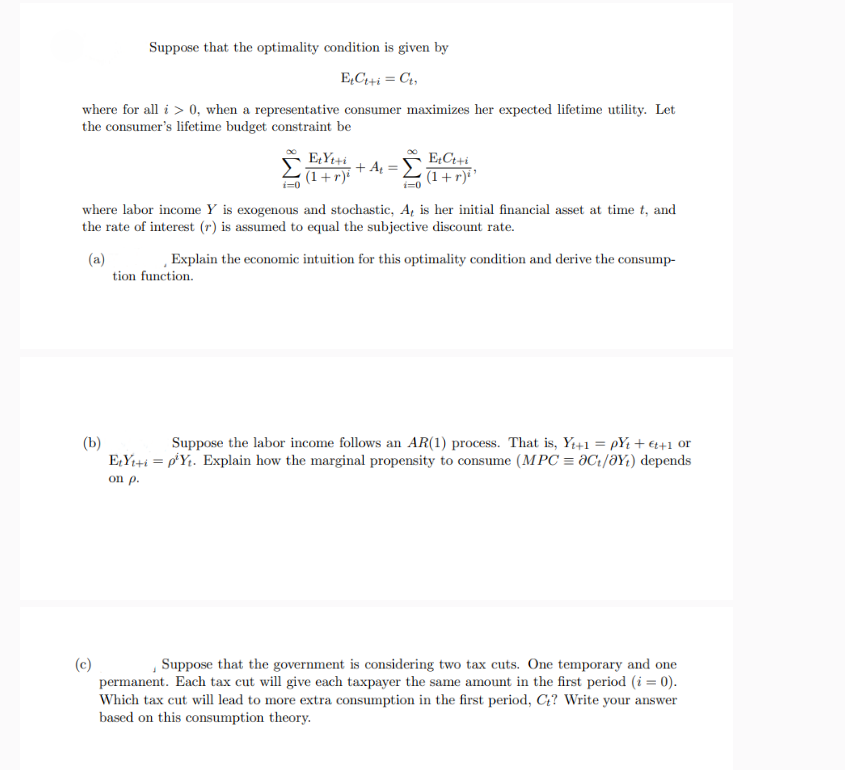 Solved Suppose that the optimality condition is given | Chegg.com