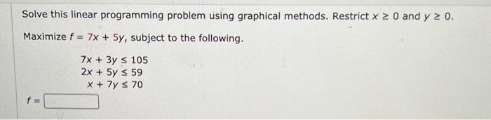 Solved Solve this linear programming problem using graphical | Chegg.com