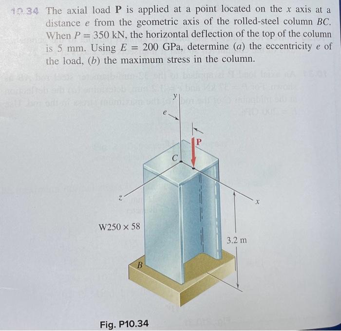 Solved 34. The axial load P is applied at a point located on | Chegg.com