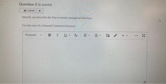 Solved Identify and describe the four essential managerial | Chegg.com