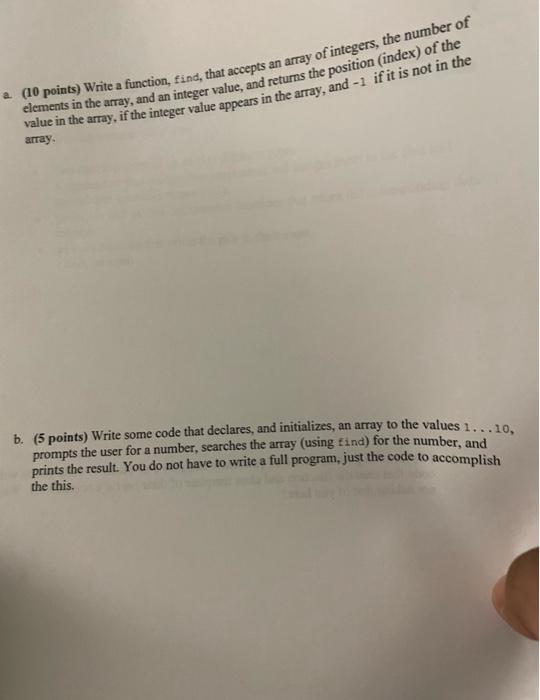 Solved a. (8 points) Recode the find function of question 4 | Chegg.com