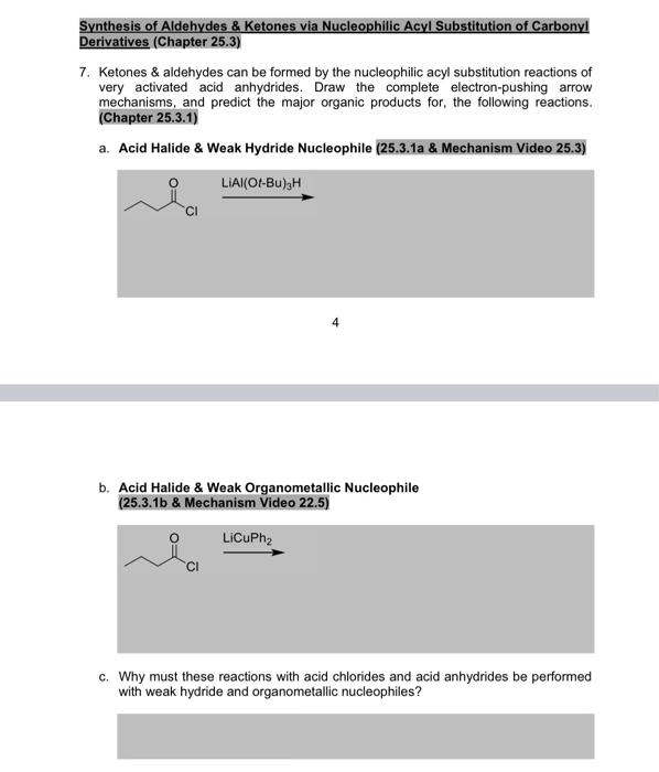 Solved Synthesis of Aldehydes \& Ketones via Nucleophilic | Chegg.com