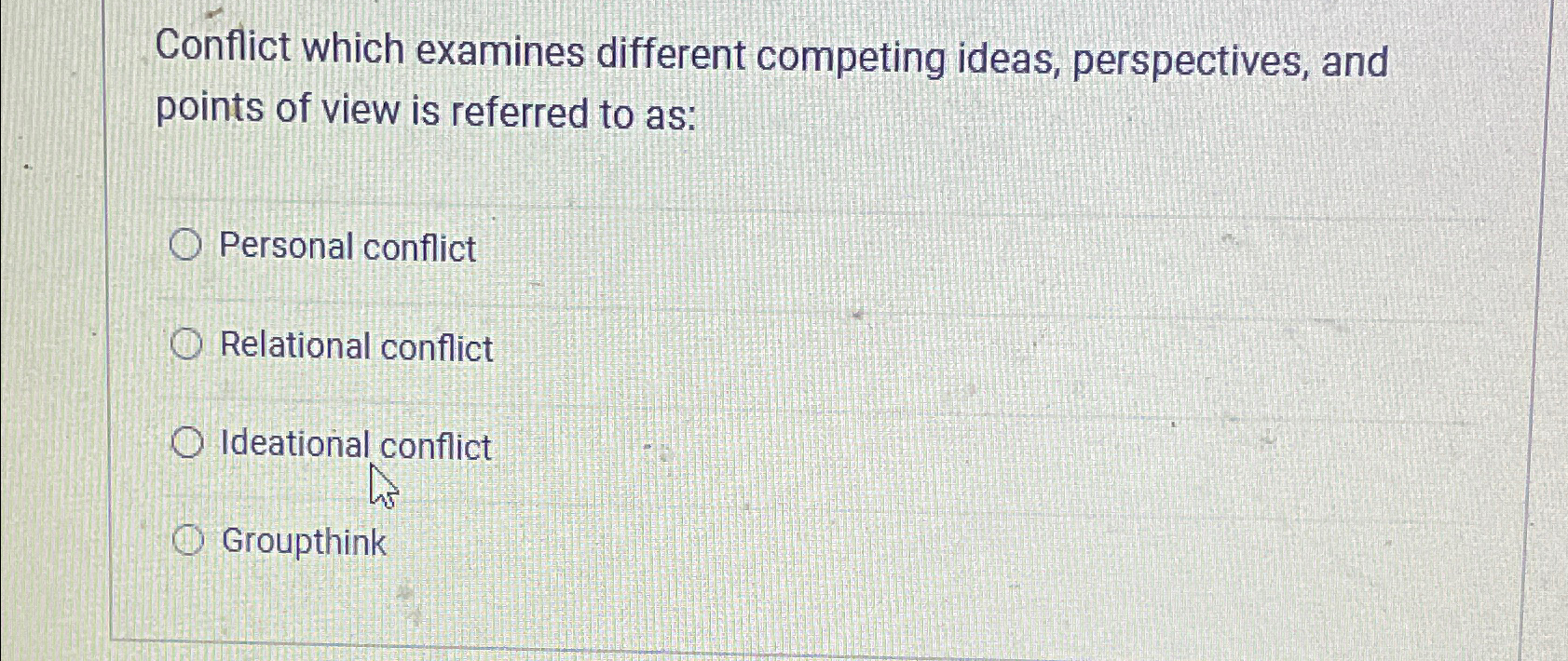 Solved Conflict which examines different competing ideas, | Chegg.com