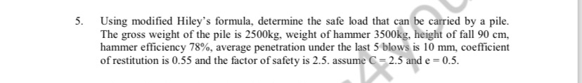 Solved Using modified Hiley's formula, determine the safe | Chegg.com
