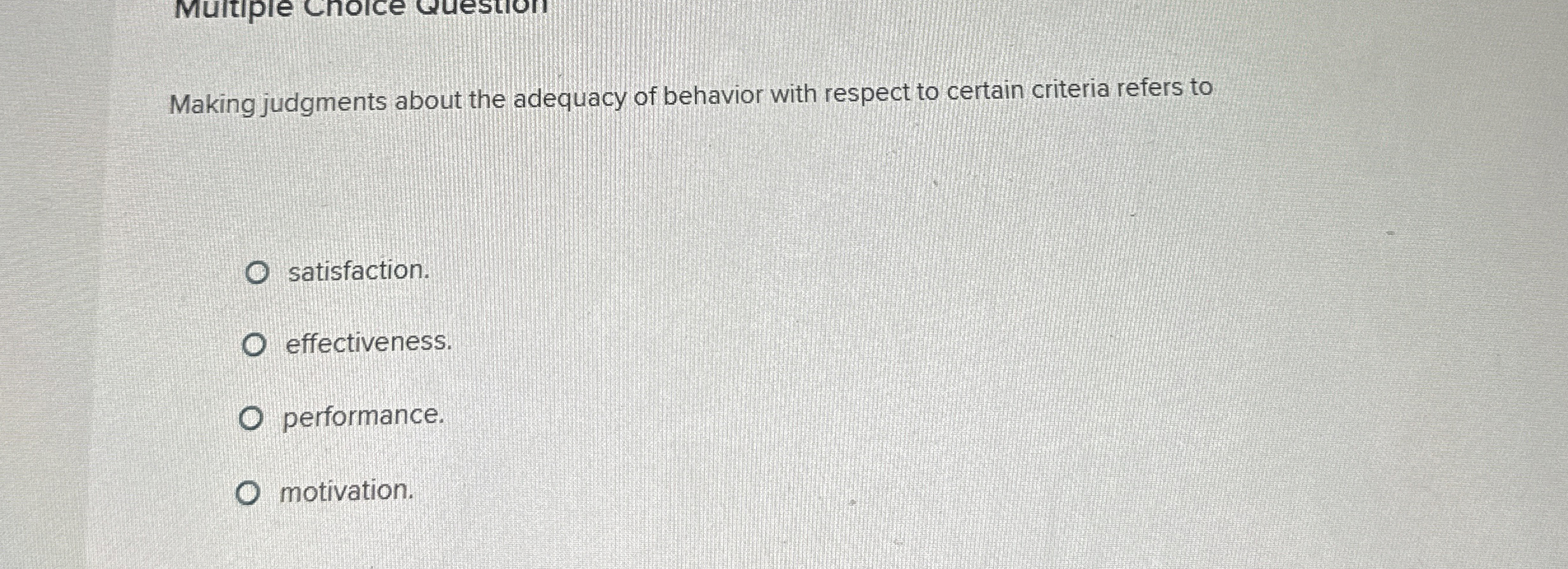 Solved Making judgments about the adequacy of behavior with | Chegg.com