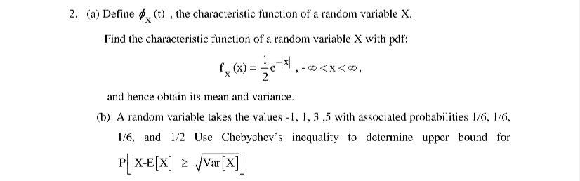 Solved Find the characteristic function of a random variable | Chegg.com