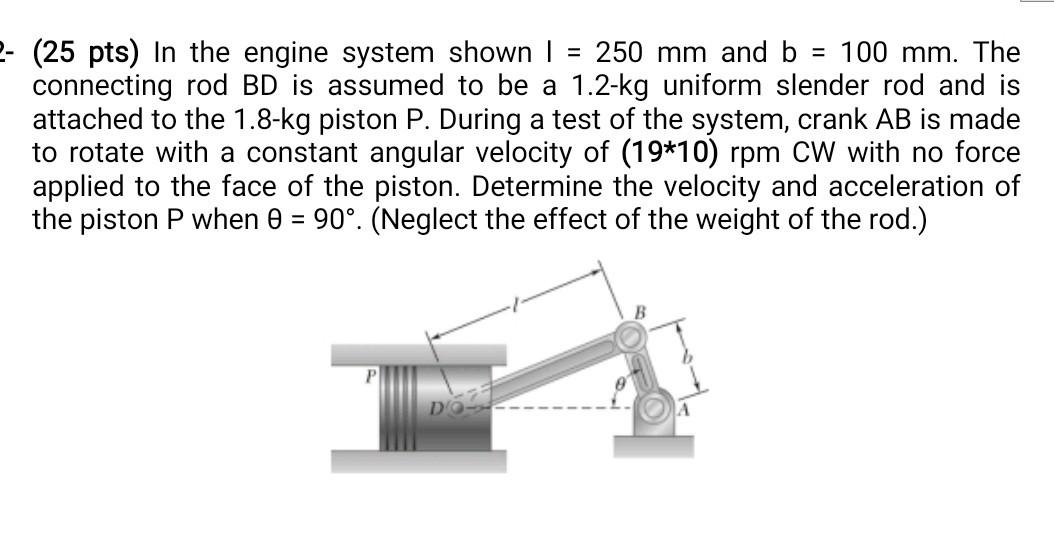 Solved - (25 pts) In the engine system shown | 250 mm and b | Chegg.com