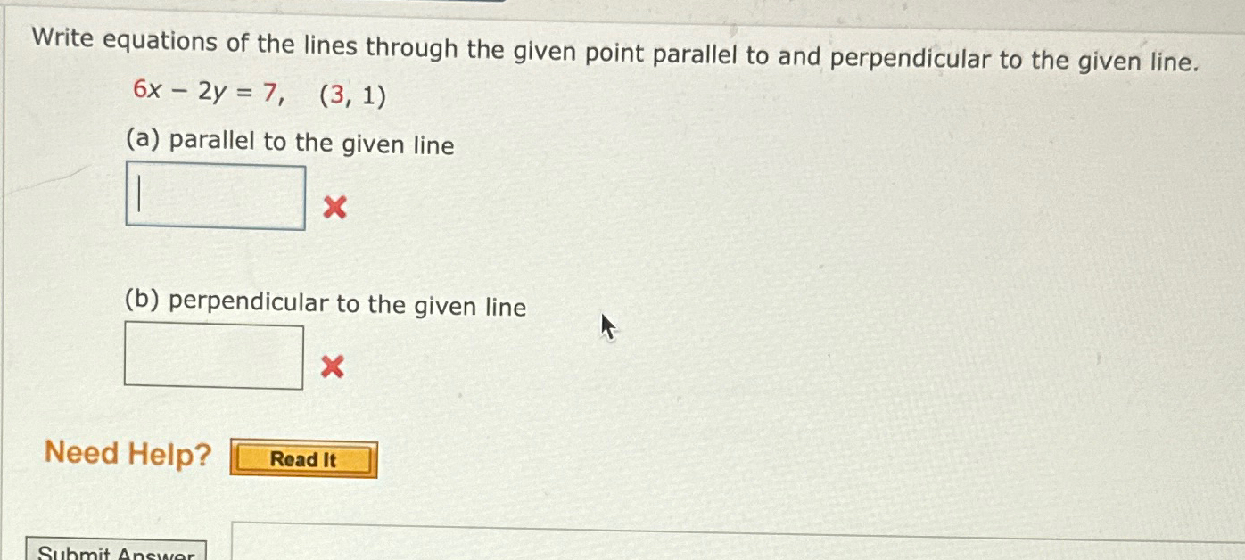 Solved Write equations of the lines through the given point | Chegg.com