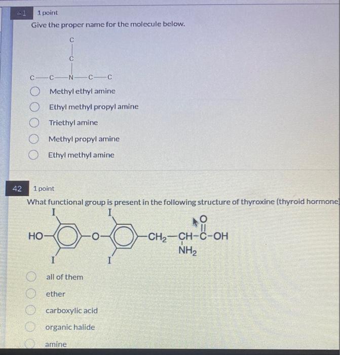 Solved Give the proper name for the molecule below. Methyl | Chegg.com
