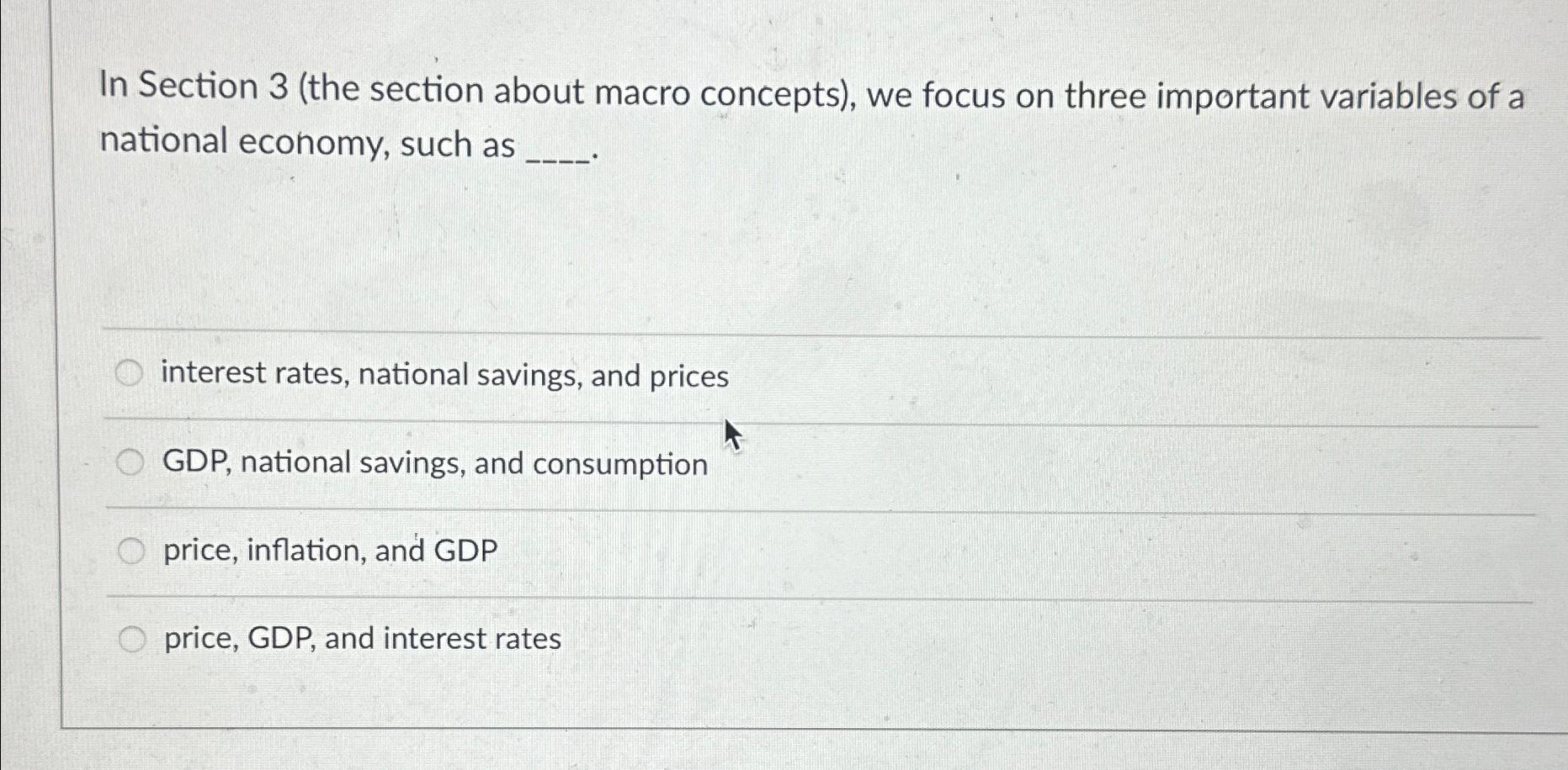 Solved In Section 3 (the section about macro concepts), ﻿we | Chegg.com