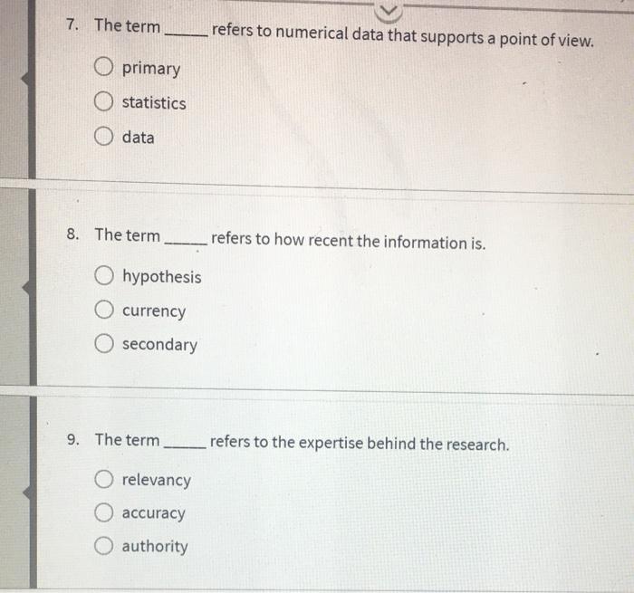 Solved 1. The term ____ refers to reports of other research. | Chegg.com